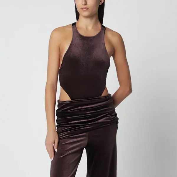 Andamane Velvet-effect Bodysuit - Brown