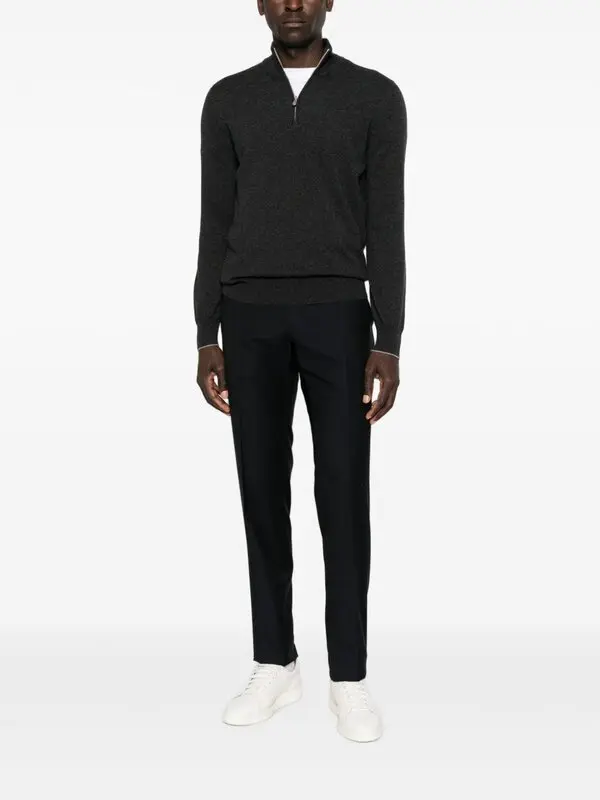 Brunello Cucinelli Cashmere Zip-up Turtle Neck Sweater - Grey