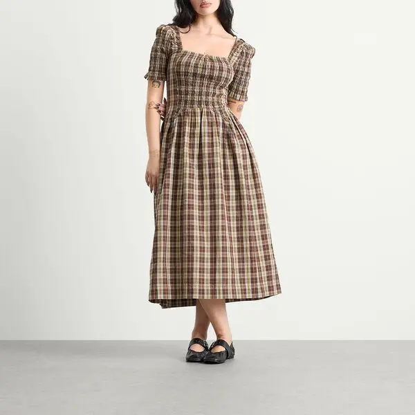 DAMSON MADDER Emmy Shirred Midi Dress
