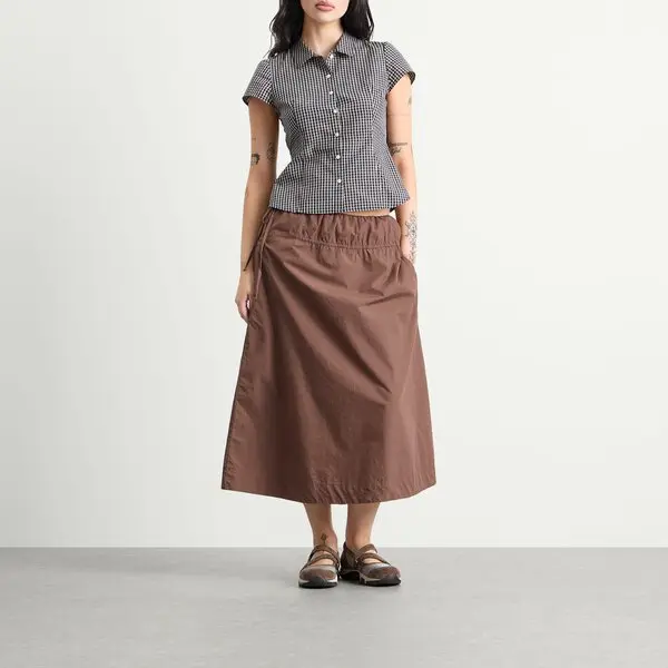 DAMSON MADDER Caspia Volume Midi Skirt - Choc