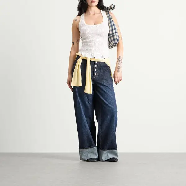 DAMSON MADDER Gigi Baggy Wide Turn Jeans - Indigo