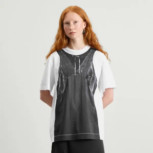 Simone Rocha Patchwork Satin Trompe L'oeil Print T-shirt