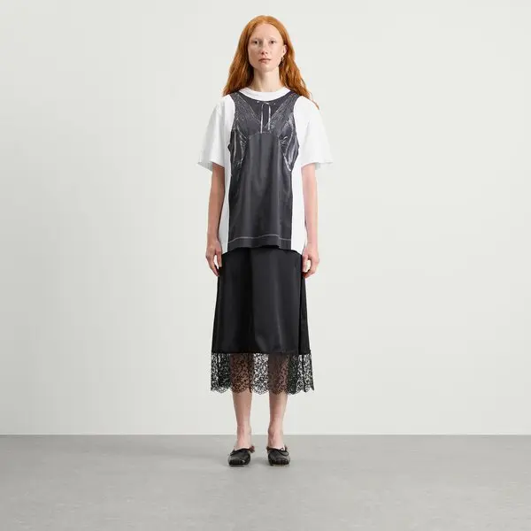 Simone Rocha Patchwork Satin Trompe L'oeil Print T-shirt
