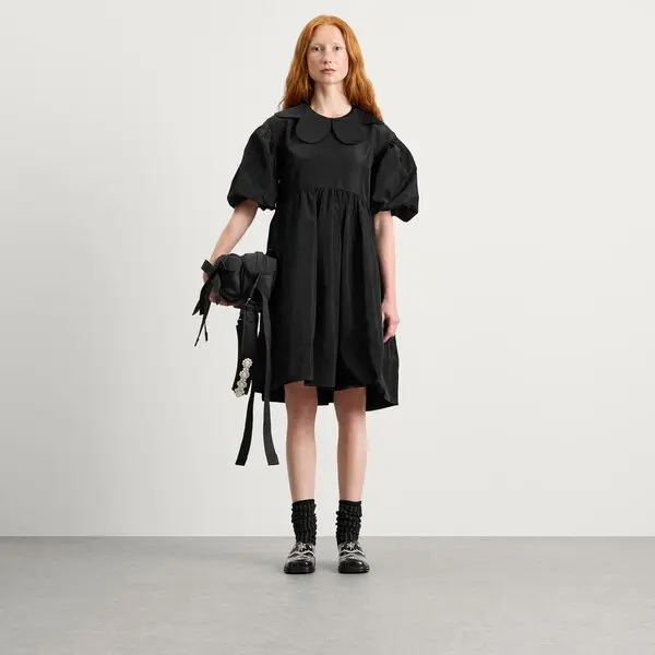 Simone Rocha Mini Puff Sleeve Petal Collar Smock Dress