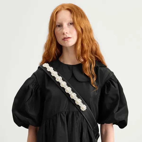Simone Rocha Mini Puff Sleeve Petal Collar Smock Dress