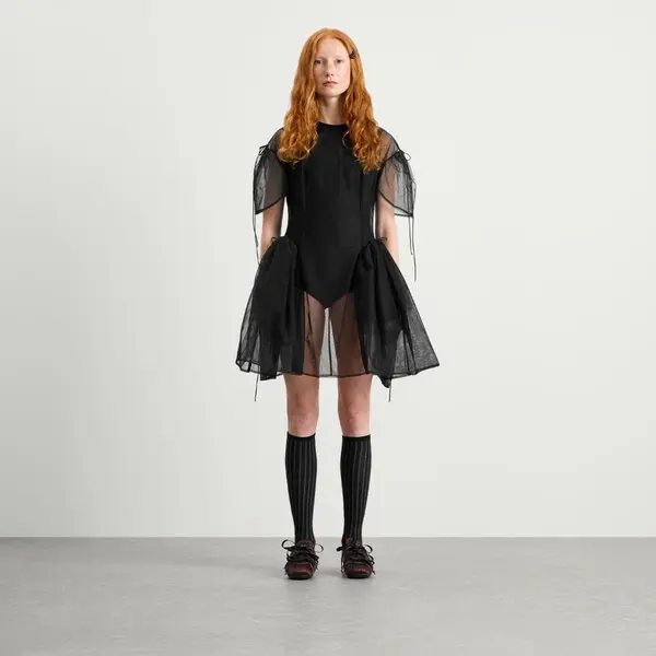 Simone Rocha Mini Puff Sleeve Cord Hip Dress