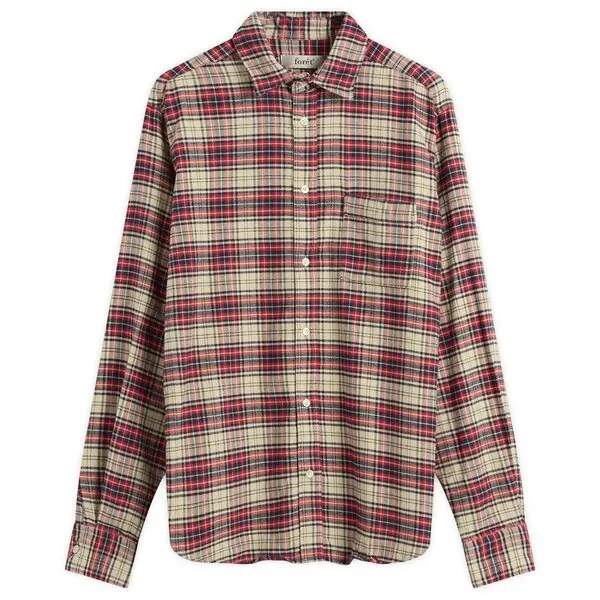 FORET River Flannel Shirt - Red/navy/cloud