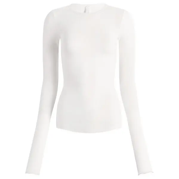 SKIMS Sheer Cotton Long Sleeve Tee - Snow