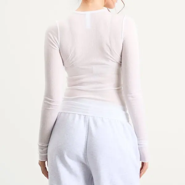 SKIMS Sheer Cotton Long Sleeve Tee - Snow