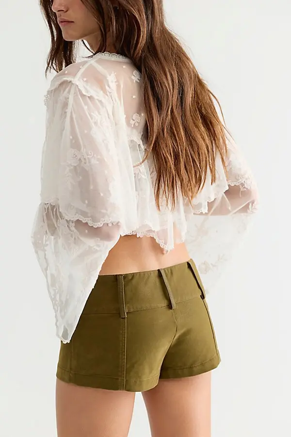 We The Free Ana Suede Micro Shorts At - Beech Leaves