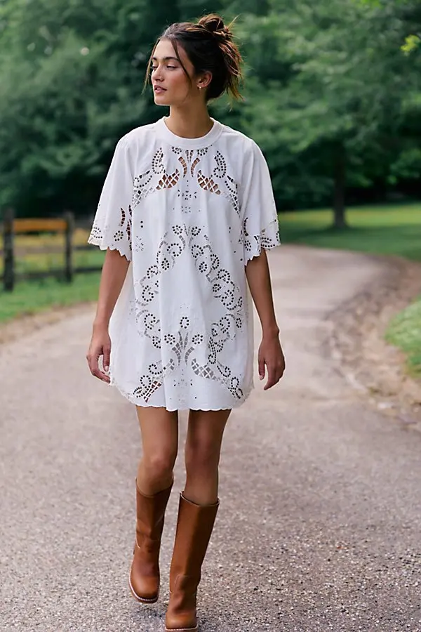 Free People Magic Cotton Eyelet T-shirt Dress