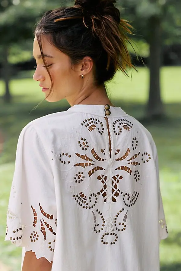 Free People Magic Cotton Eyelet T-shirt Dress