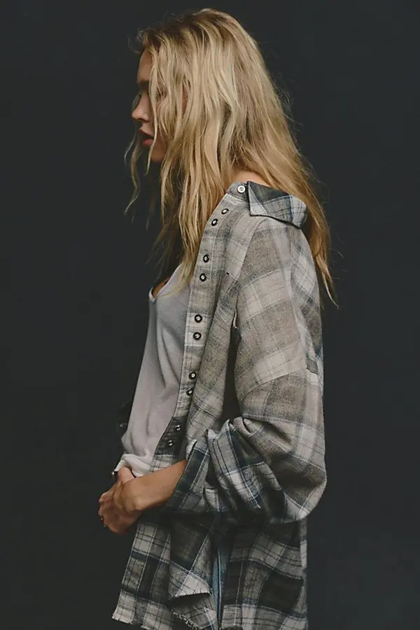 We The Free Lexi Plaid Button-down Top - Forest Green