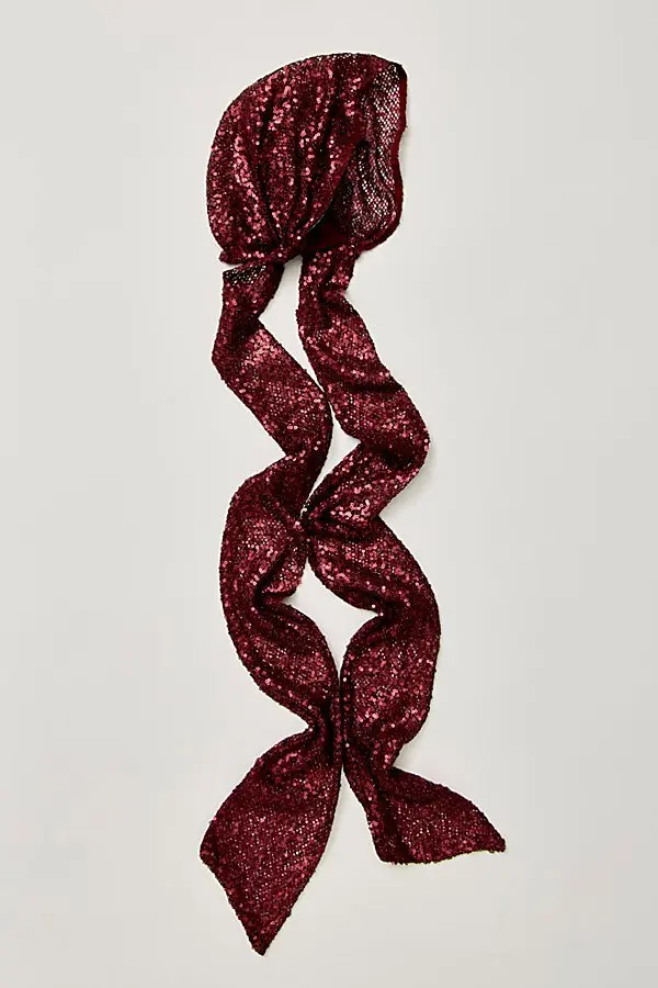 Free People Naoemi Sequin Hair Scarf - Wine