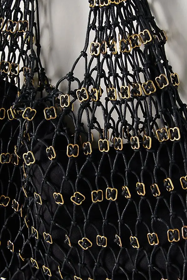 Free People Embellished Fringe Crochet Shoulder Bag
