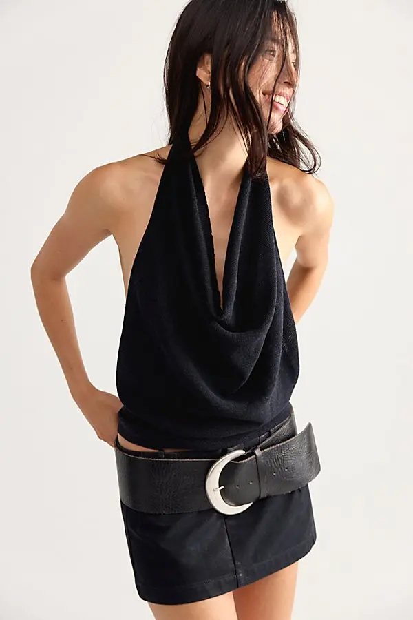 GEEL Vega Cowl Neck Top At - Black
