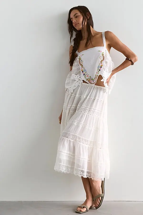 Free People Chloe Embroidered Tank Top
