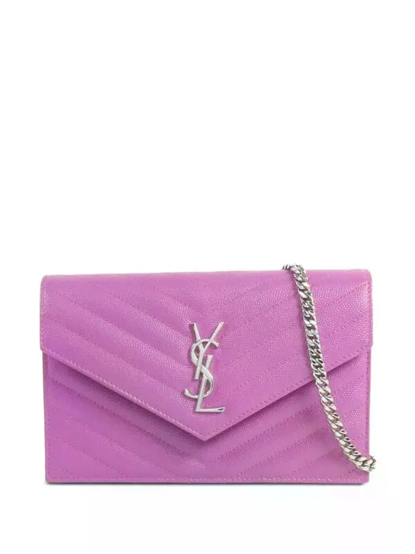 Saint Laurent Cassandra Envelope Chain Wallet - Purple