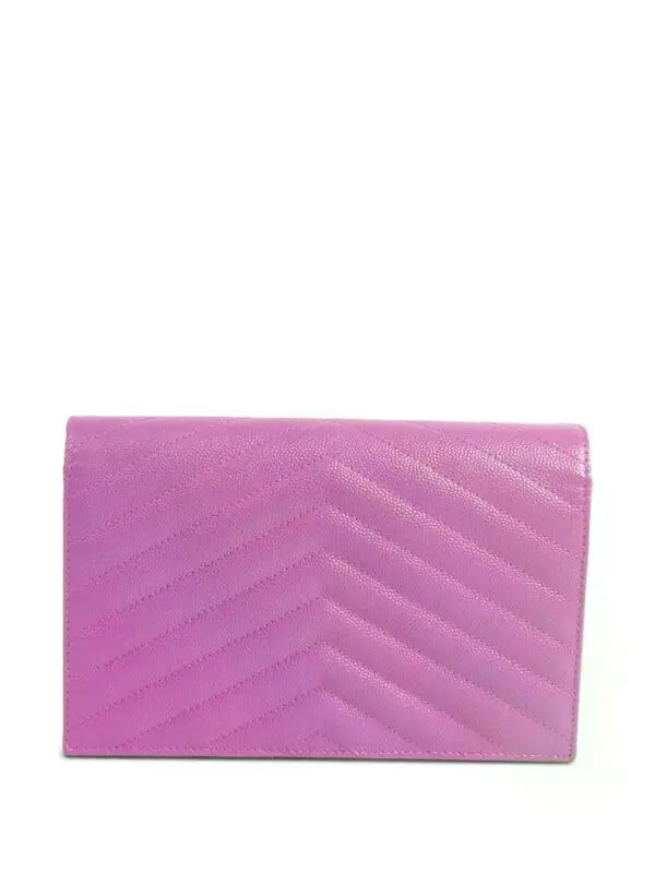 Saint Laurent Cassandra Envelope Chain Wallet - Purple