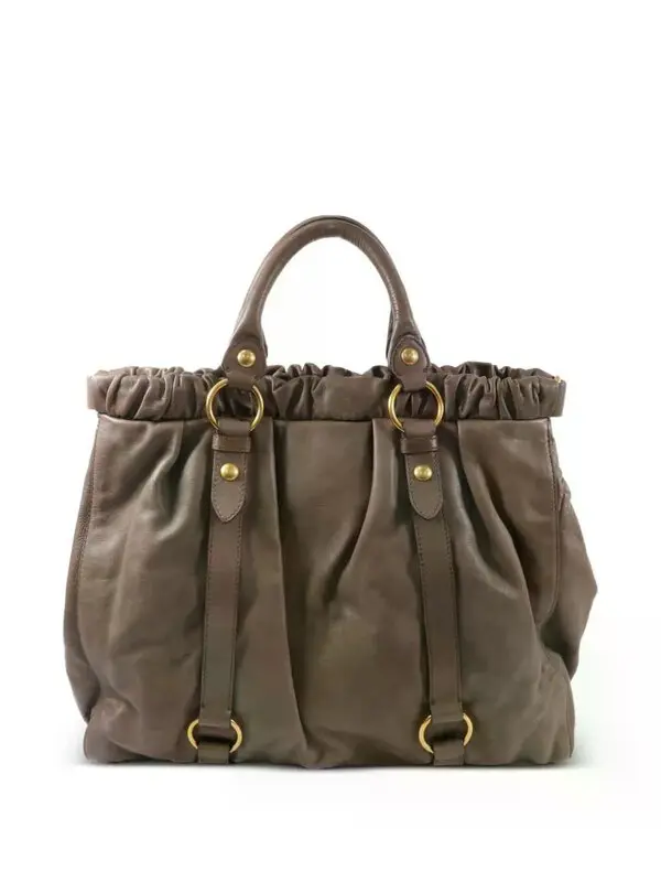 Miu Miu Leather Shoulder Bag With Ruched Detailing