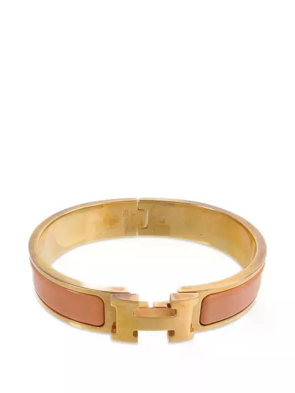 Hermès Plated Enamel H-clasp Bracelet - Gold