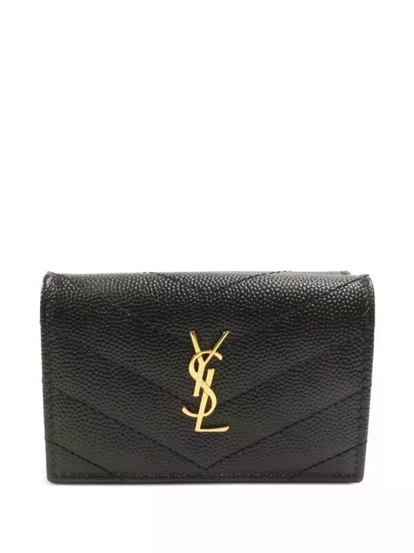 Saint Laurent Tiny Cassandre Matelassé Origami Wallet - Black