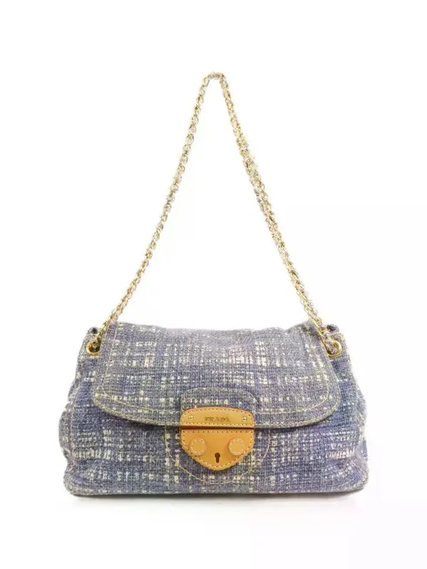 Prada Tweed Chain-link Shoulder Bag
