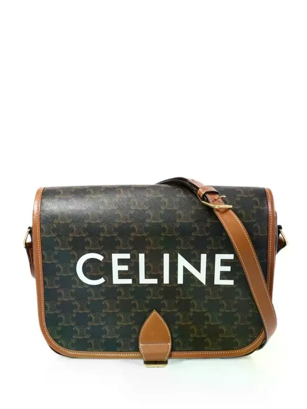 Celine Triomphe Logo-print Messenger Bag - Brown