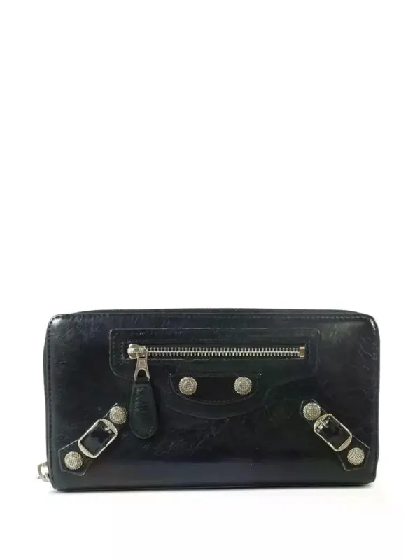 Balenciaga Stud-detail Zip-around Wallet - Black