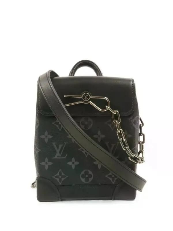 LOUIS VUITTON Nano Steamer Monogram Eclipse Shoulder Bag - Black