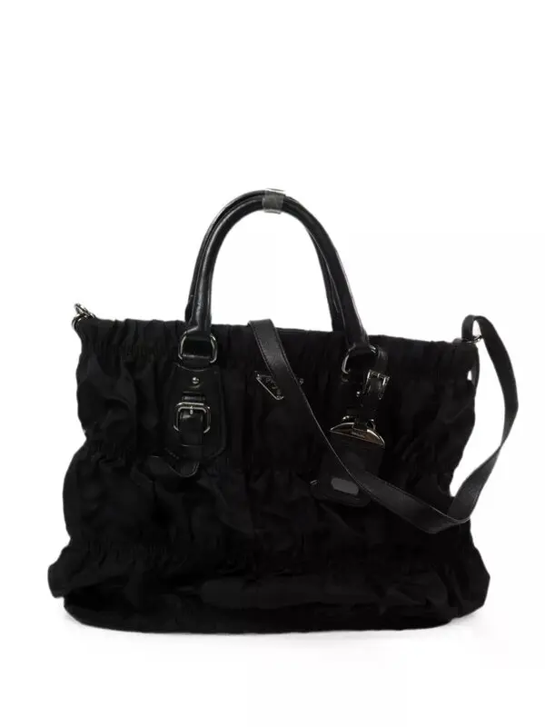 Prada 2008 Tessuto Gaufre Tote Bag - Black