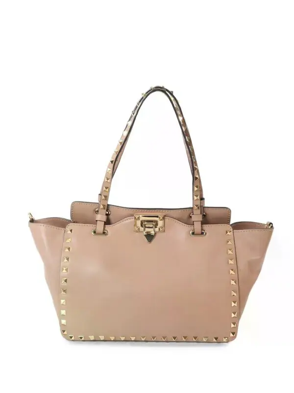 Valentino Garavani Rockstud Leather Tote Bag - Neutrals