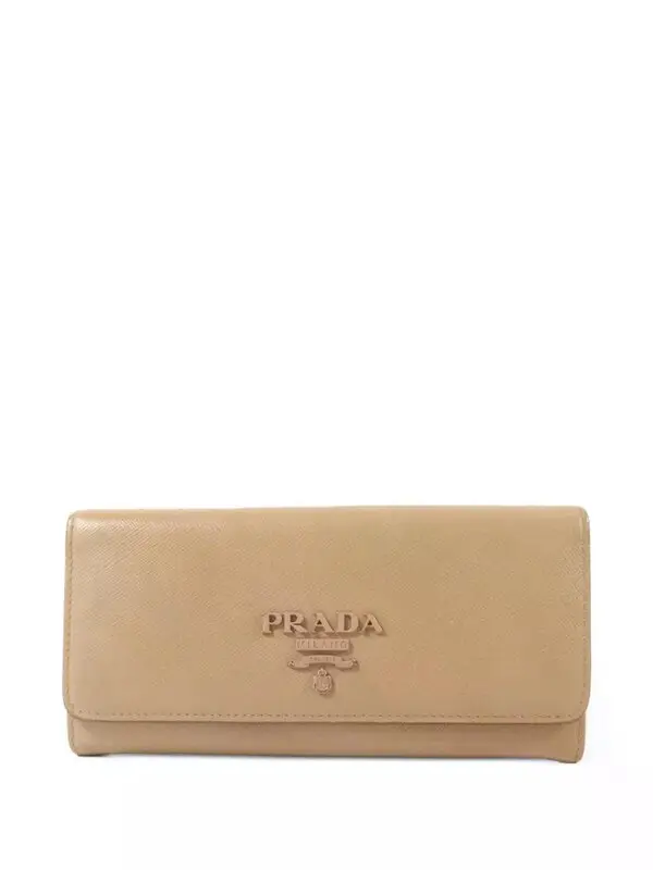 Prada Logo-plaque Leather Wallet - Neutrals