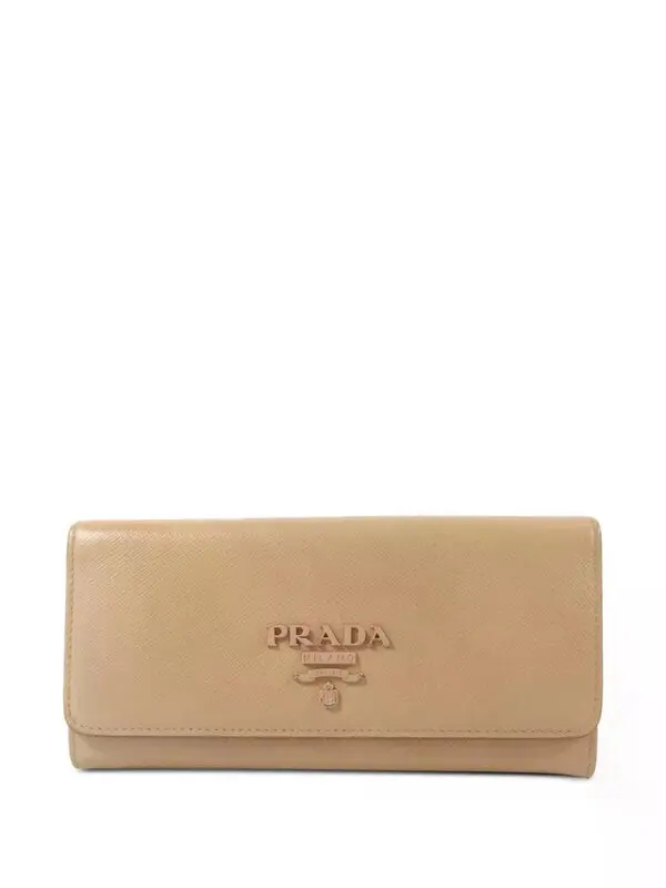 Prada Logo-plaque Leather Wallet - Neutrals