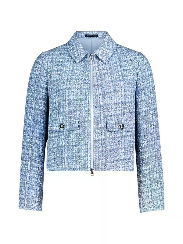 BETTY BARCLAY Tweed Zip-up Jacket - Blue
