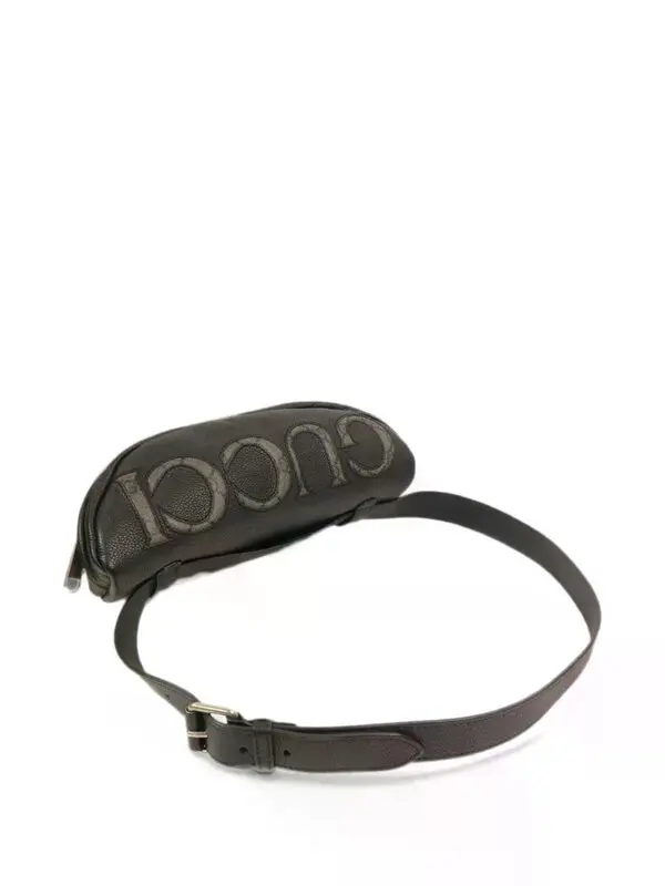 Gucci Gg Logo Leather Belt Bag - Black