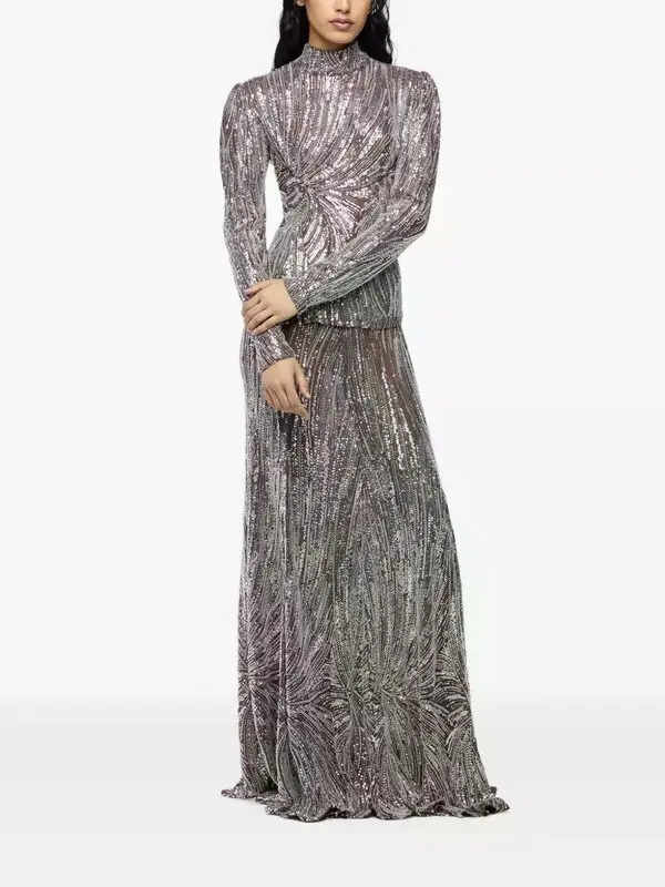 Rabanne Tone Sequin Embellished High Neck Top