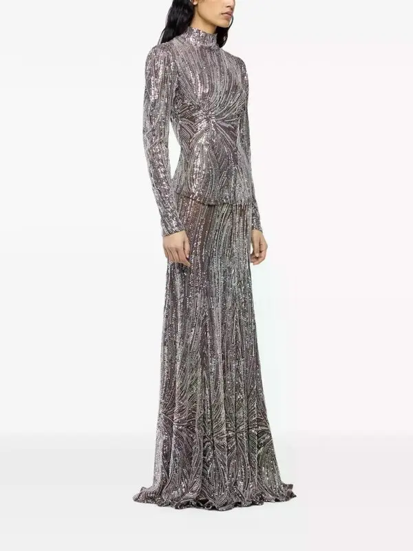 Rabanne Tone Sequin Embellished High Neck Top