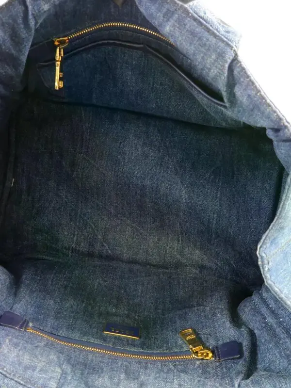 Prada Denim Logo-print Tote Bag