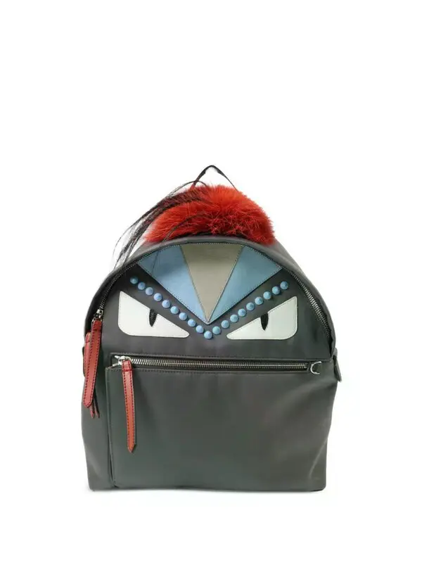 Fendi Monster Fur-trim Backpack - Grey