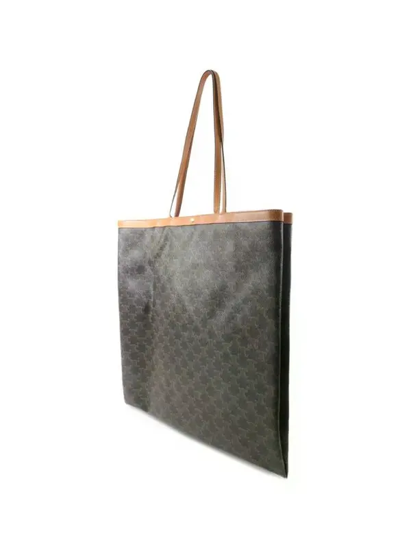 Celine Macadam Patterned Leather Trim Shoulder Bag - Brown
