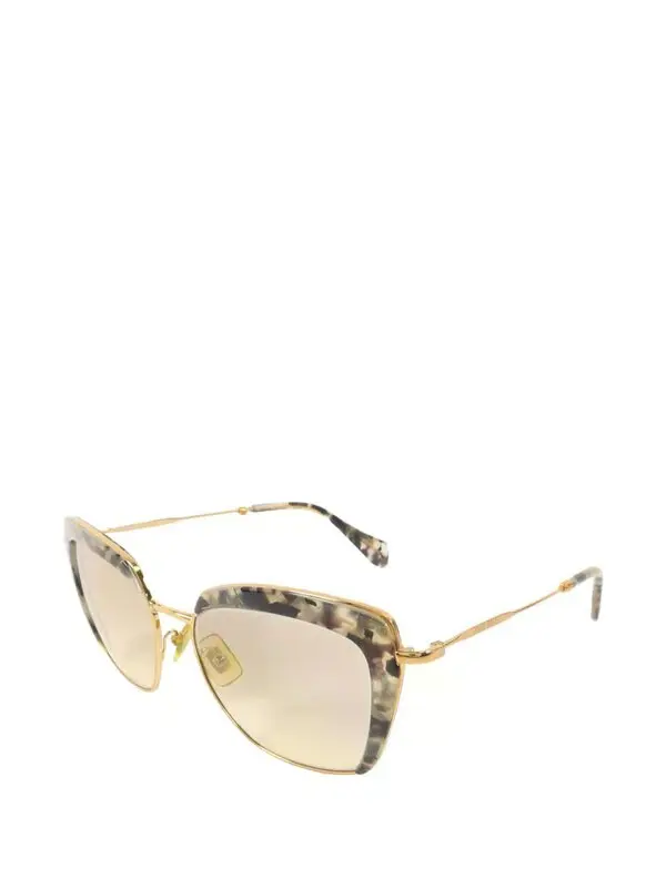 Miu Miu Gold-tone Cat-eye Sunglasses With Tortoiseshell-effect Trim