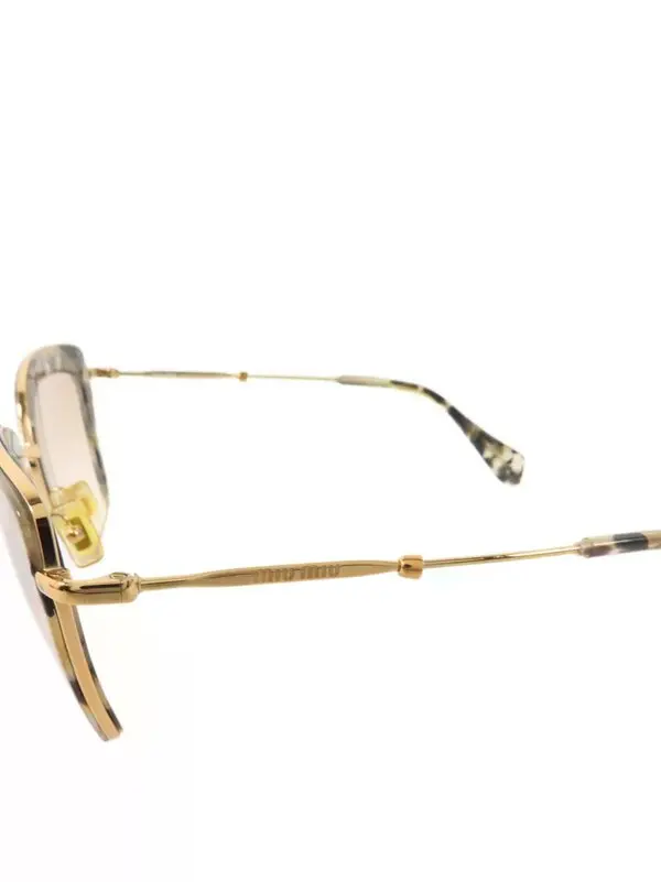 Miu Miu Gold-tone Cat-eye Sunglasses With Tortoiseshell-effect Trim