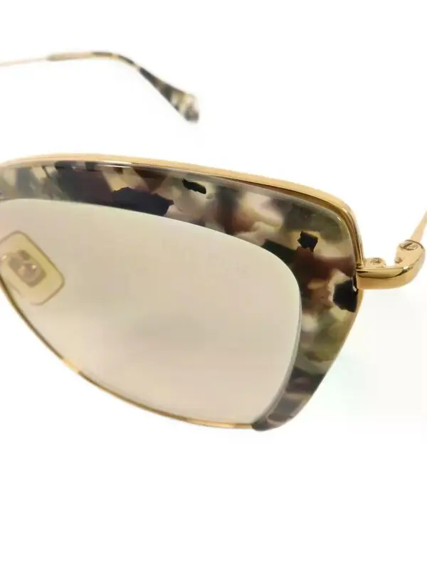 Miu Miu Gold-tone Cat-eye Sunglasses With Tortoiseshell-effect Trim