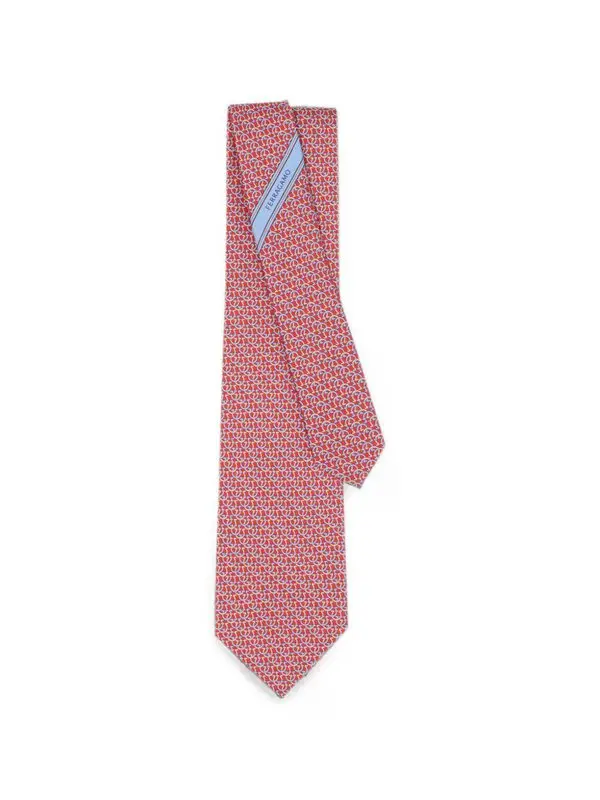 FERRAGAMO Gancini-print Silk Tie
