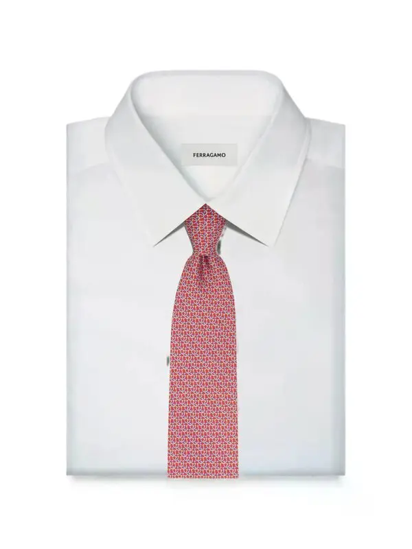 FERRAGAMO Gancini-print Silk Tie