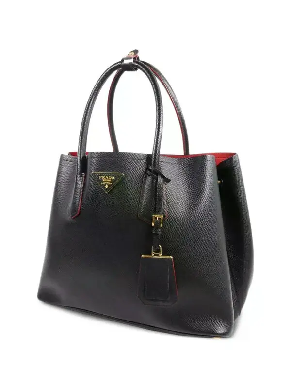 Prada Leather Tote Bag With Logo Detail