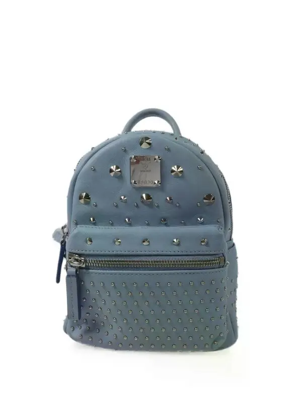 Mcm Studded Leather Backpack - Blue