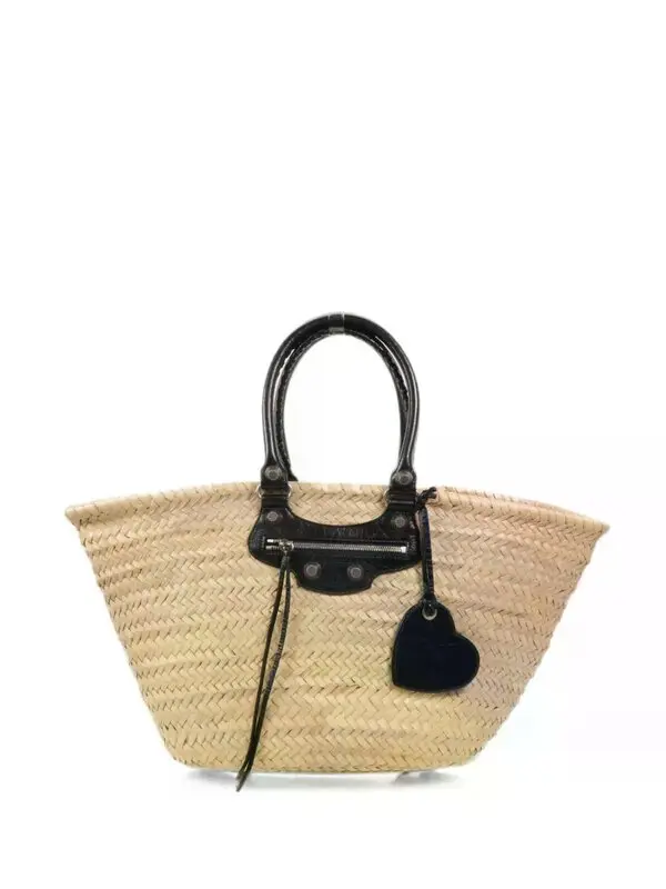 Balenciaga Le Cagole Raffia Shoulder Bag