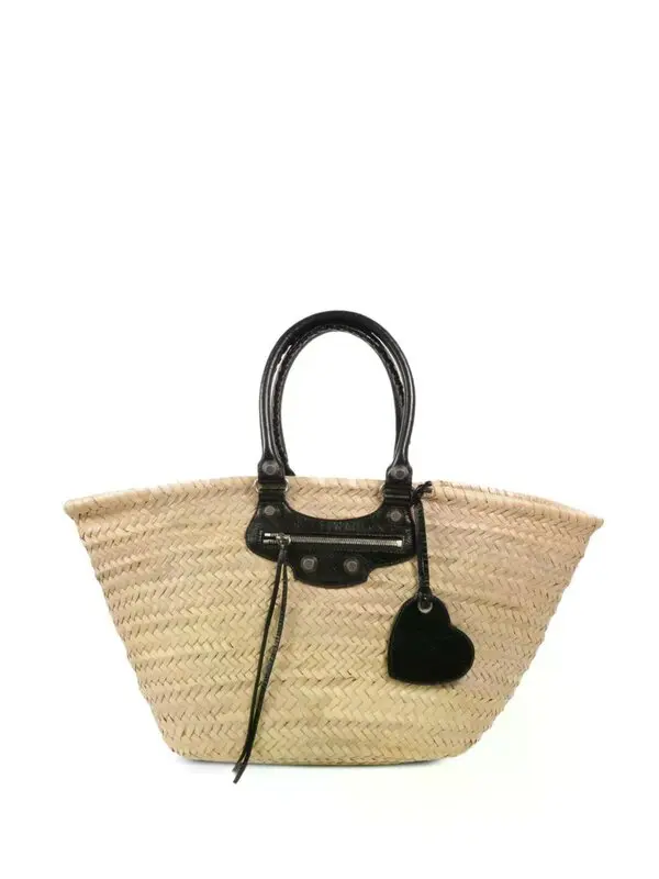 Balenciaga Le Cagole Raffia Shoulder Bag - Neutrals